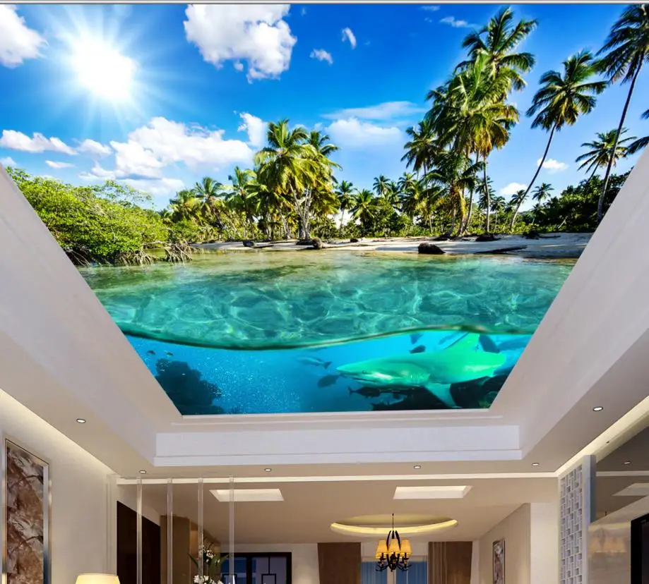 Customize-3D-ceiling-underwater-world-wallpaper-3d-stereoscopic ...