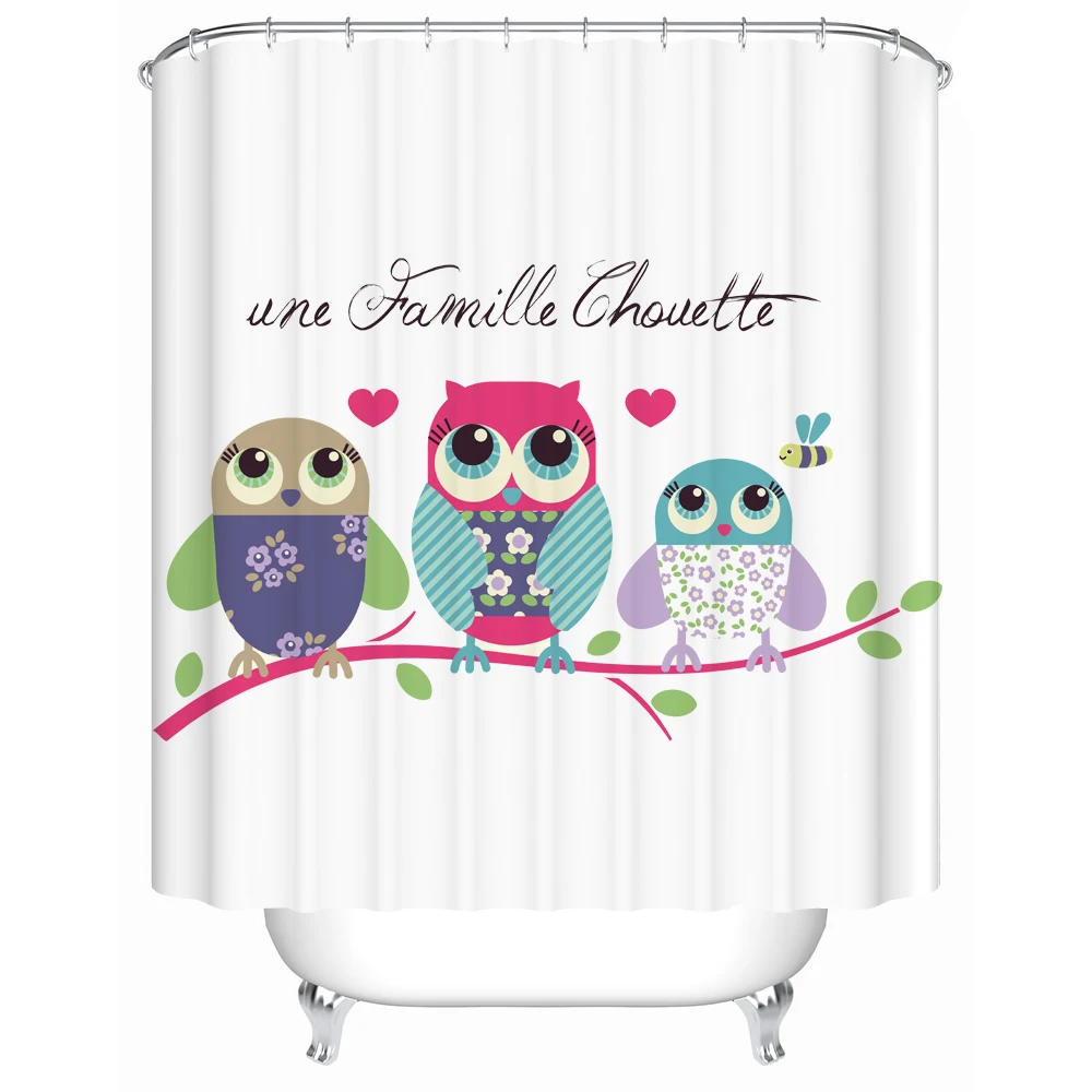Creative Multicolor Owl Waterproof And Mildewproof Polyester Shower