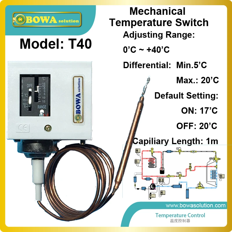 0 to 40 mechanical Temperature Switch for control water pump of water ...