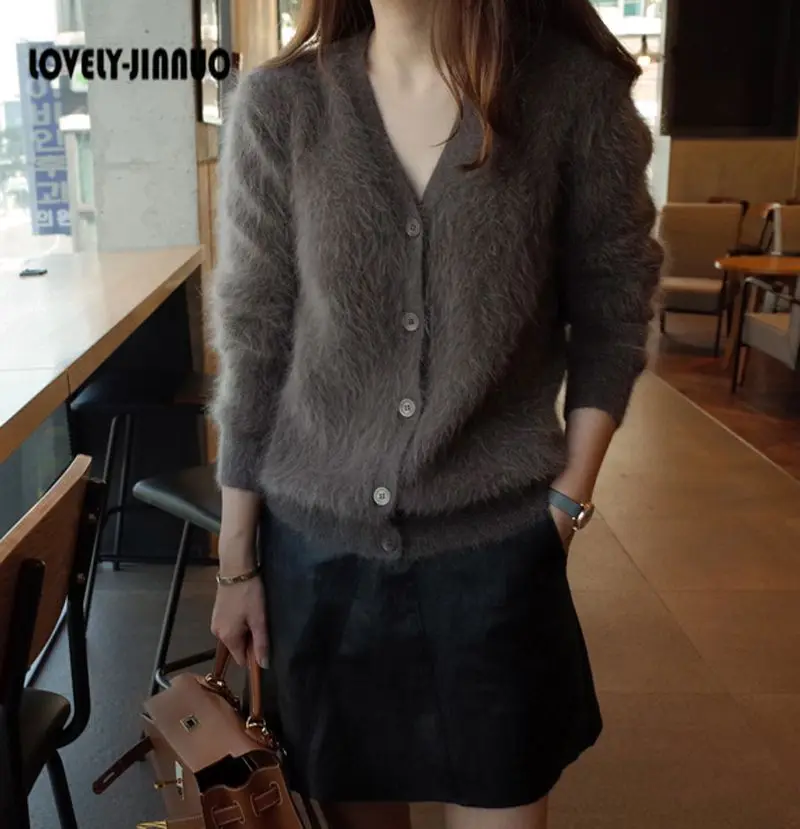 Pure mink cashmere cardigan sweater women genuine mink cashmere coat ...