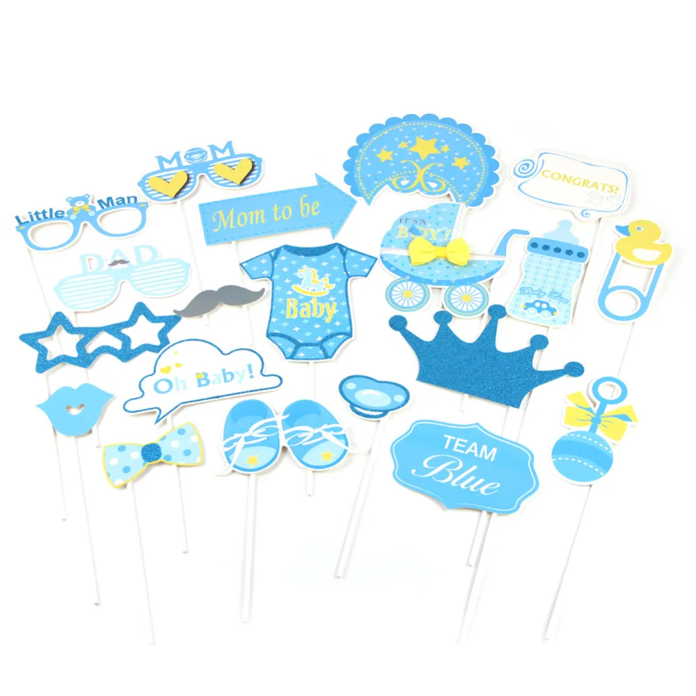 20pcs IT'S A BOY Fun Baby Shower Glitter Photo Booth Props for 1st ...