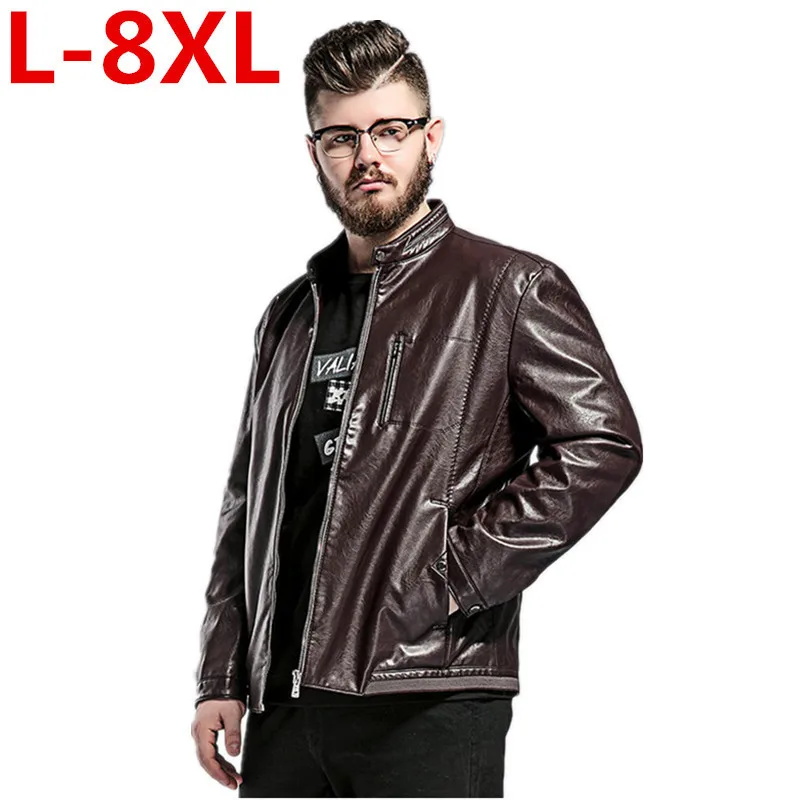 plus size 8XL 7XL 6XL 5XL 2017 Autumn New Mens Leather Jacket Baseball ...