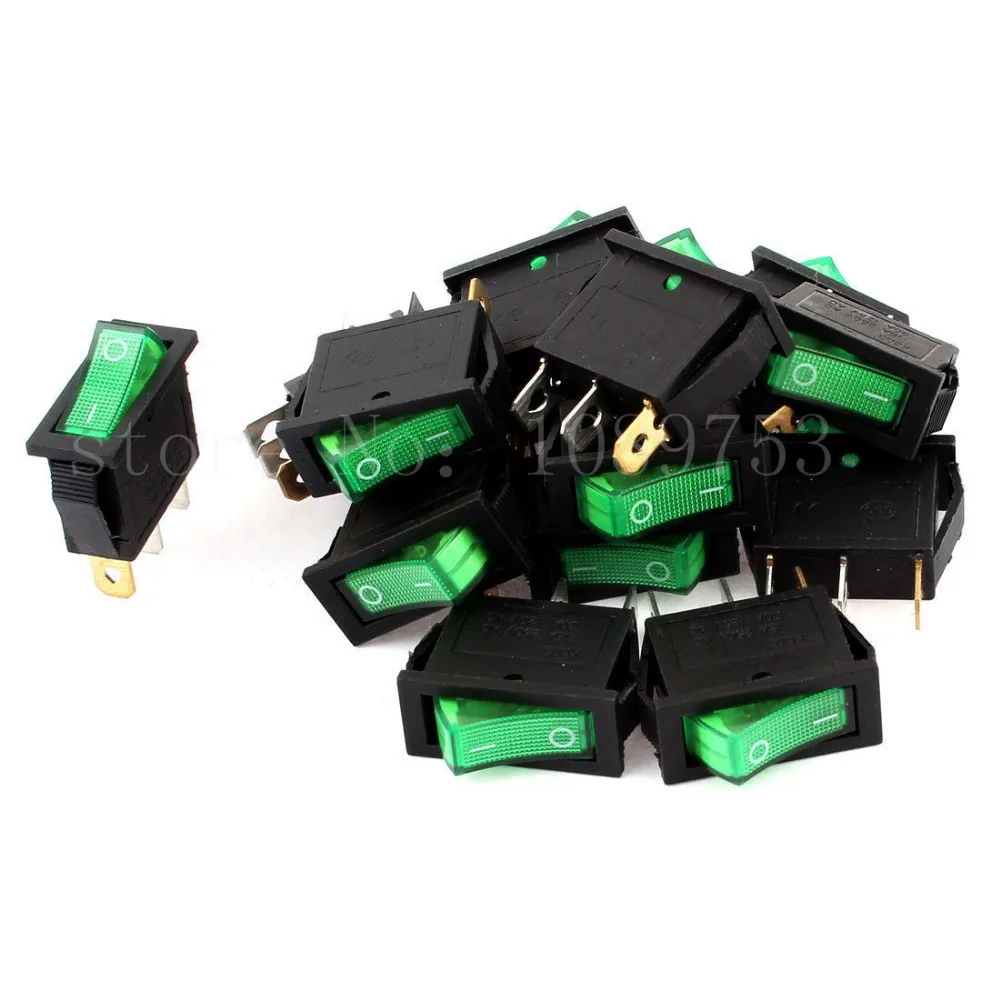 10pcs AC 110V 220V Lights On Off Snap In Panel Mount SPST Rocker Switch ...
