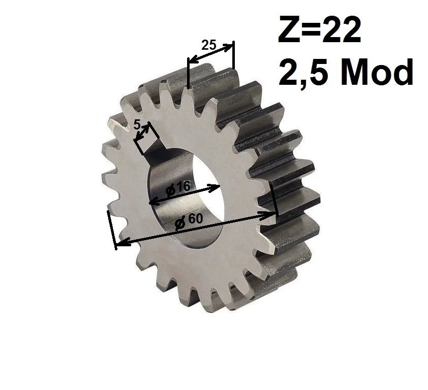 2.5 Mod Gear Rack 22 Teeth Spur Gear Precision Machinery Industry 45 ...