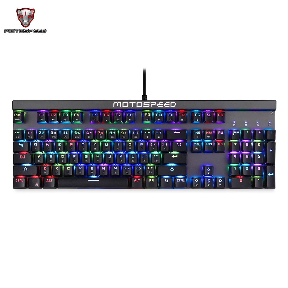 Motospeed CK103 Wired Mechanical Keyboard 104 Keys RGB Keyboard Backlit ...