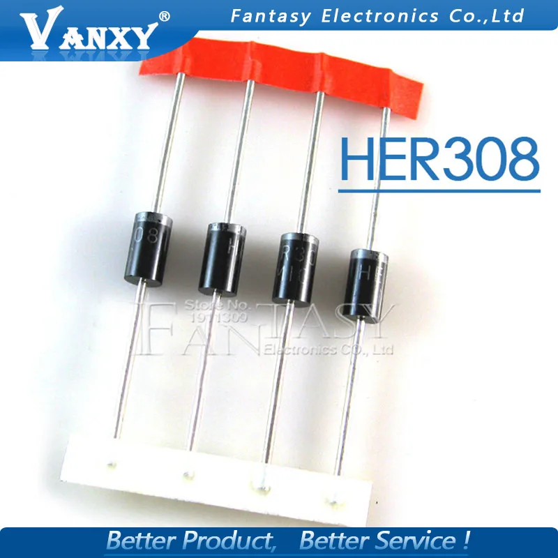 100PCS HER308 3A 1000V Fast Recovery Diodes-in Diodes from Electronic ...