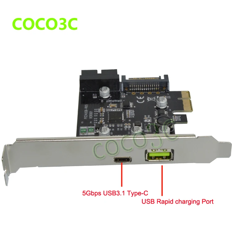 5Gb/s USB 3.1 Type A + USB Rapid Changing Port +19pin USB header PCI e ...