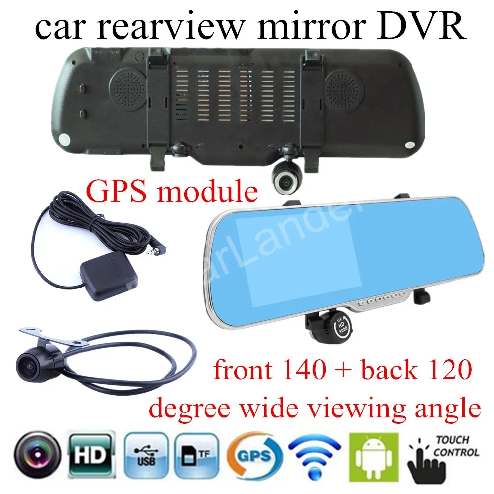 5" inch car camera rearview mirror DVR dual lens recorder video night ...