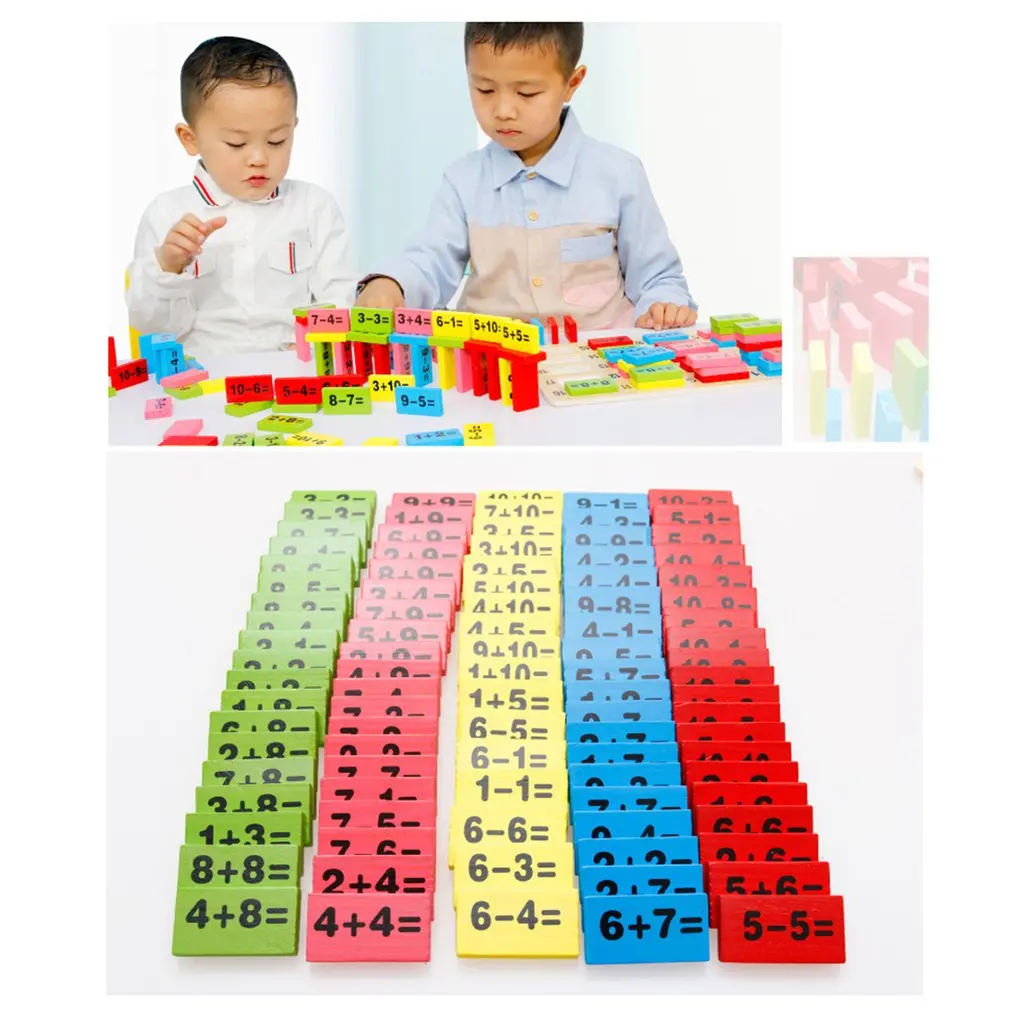 110pcs Montessori Wooden Math Educational Toys For Children Domino 3 8 