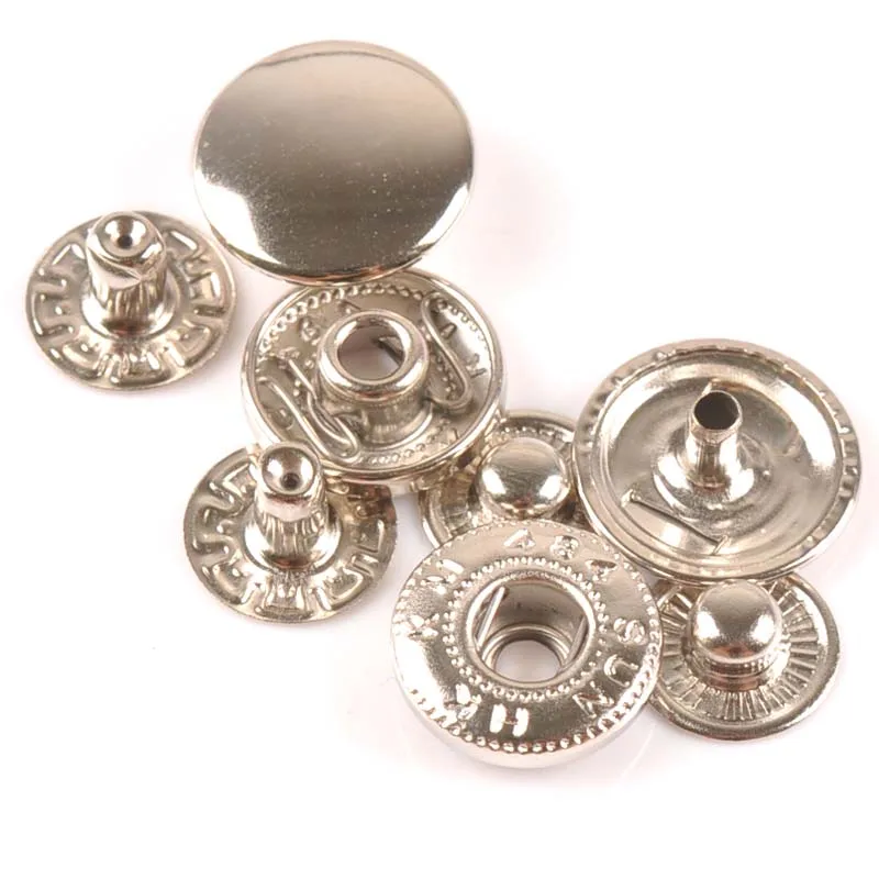 15/10mm 20sets/lot Metal Silver Press Studs Sewing Button Iron Snap ...