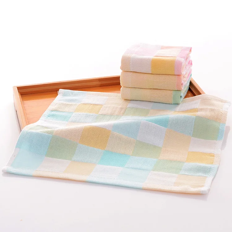 Colorful Square Towel 26x26cm 100% Cotton 2 Layers Lattice Soft Cute ...