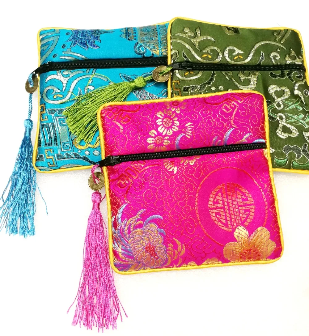 3pcs Chinese Zipper Coin Tassel Square Embroidery Brocade Silk Coin ... 3pcs Chinese Zipper Coin Tassel Square Embroidery Brocade Silk Coin ...