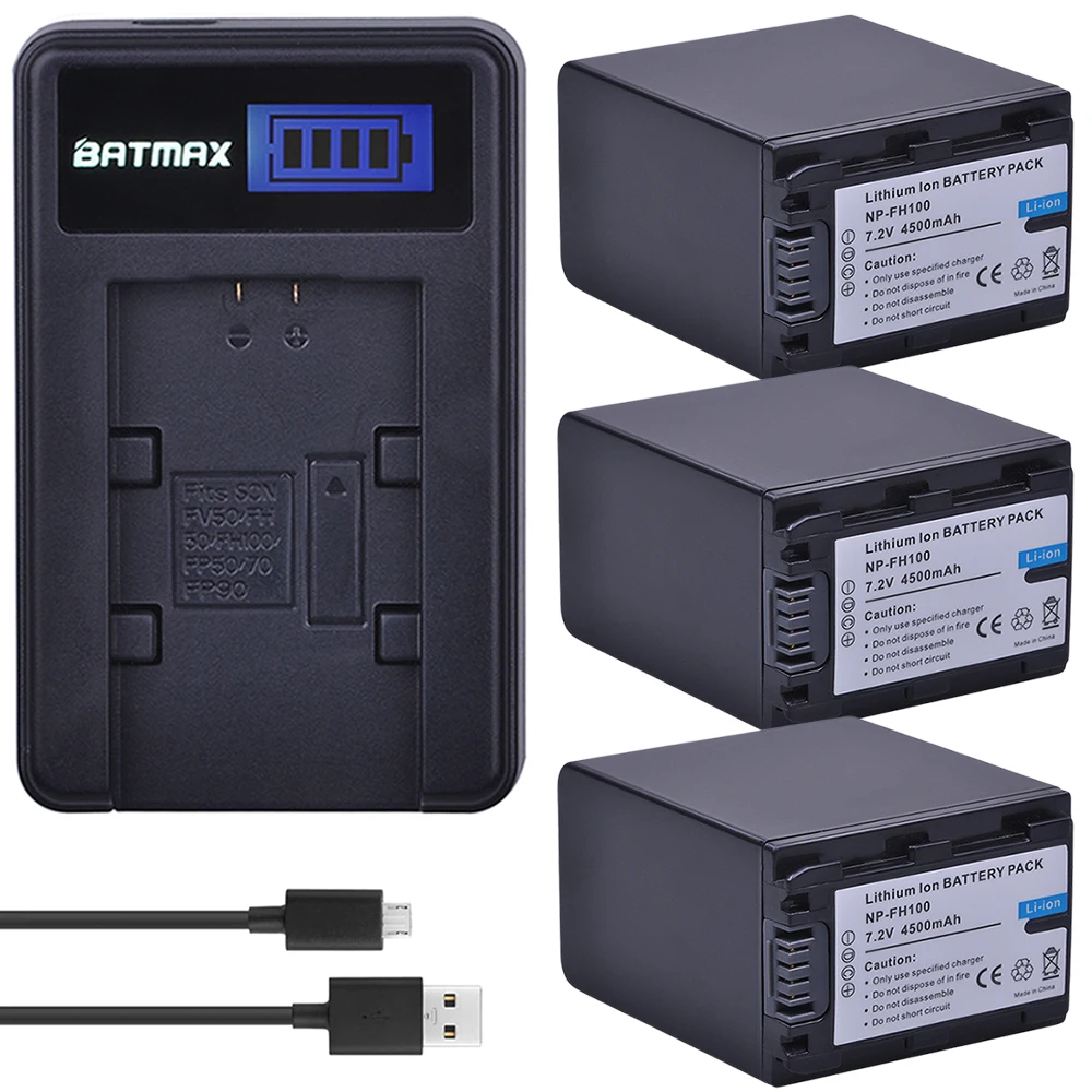 Baterías de NP FH100 de 4500mAh + cargador USB LCD para sony NP, FH100 ...