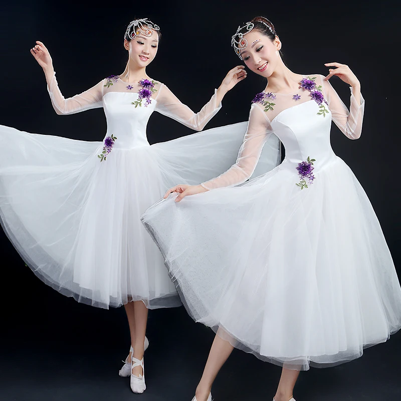 Guzheng Performance Costumes Adult Women Stage Chorus Dancing Skirt ...