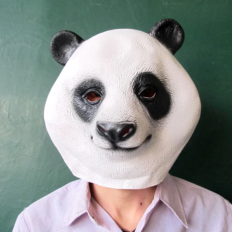 Animal Head Mask Panda head latex mask giant panda wigs animal cosplay ...