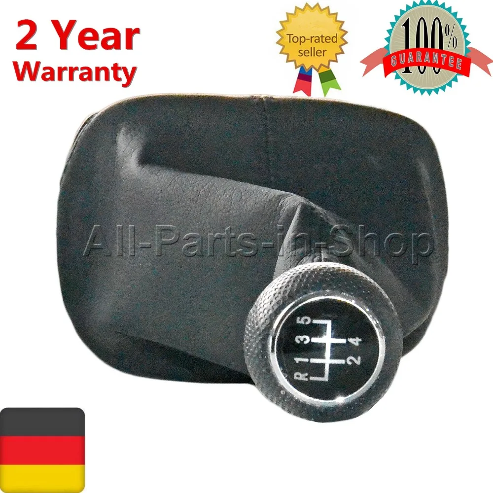 AP01 12mm 5 Speed Car Gear Stick Shift Knob With Leather Boot For VW ...