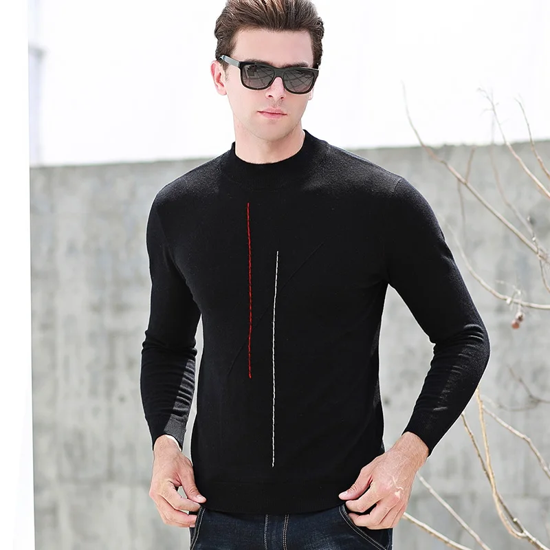 MACROSEA Men's Casual Wool Pullover Sweater Long Sleeve Solid Color ...