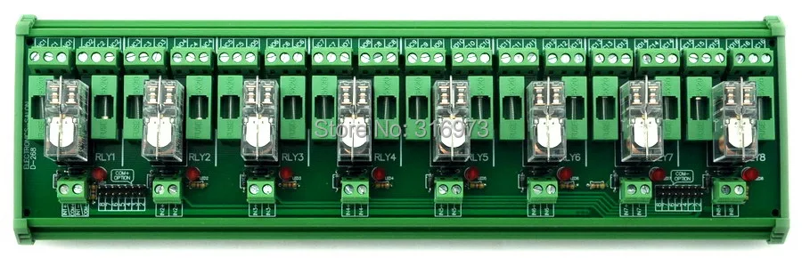 DIN Rail Mount Fused 8 DPDT 5A Power Relay Interface Module, G2R-2 24V ...