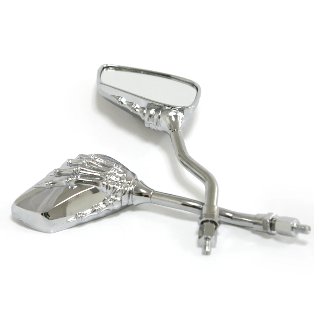 1 Pair Motorcycle Chrome Skull Claw Shadow Hopper Mirrors Side Rear ...