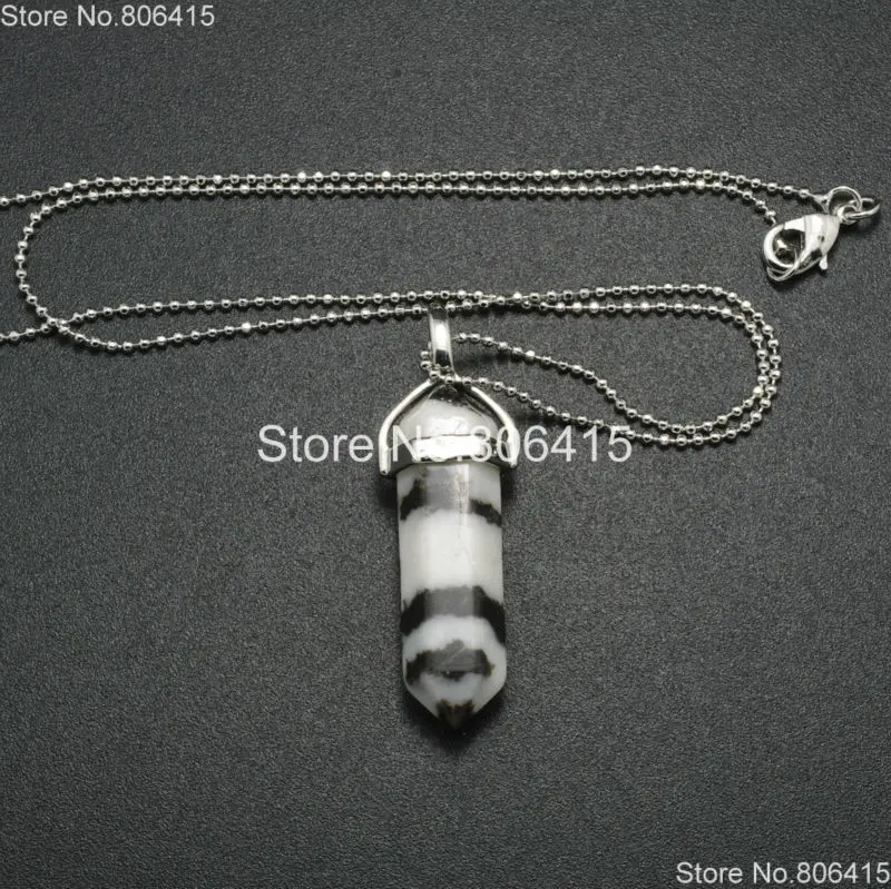Natural-Black-and-White-Zebra-Gems-Stones-Hexagonal-Pointed-Healing ...