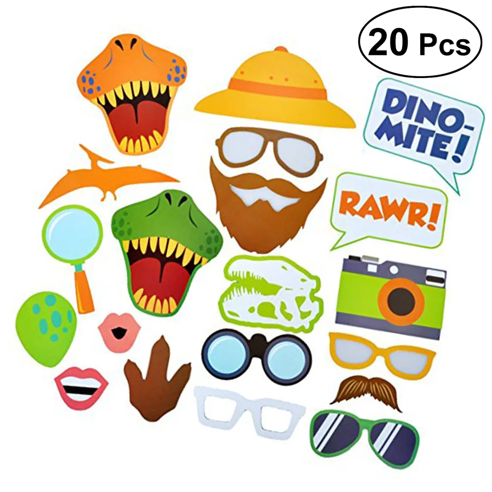 20pcs Funny Photo Booth Props On A Stick Cartoon Dinosaur For Kids ...