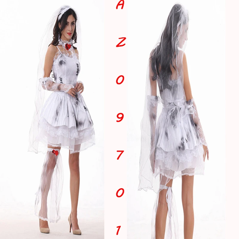 6 Styles Optionally Horror Dark Ghost Bride Wedding Dress Zombie Bride ...