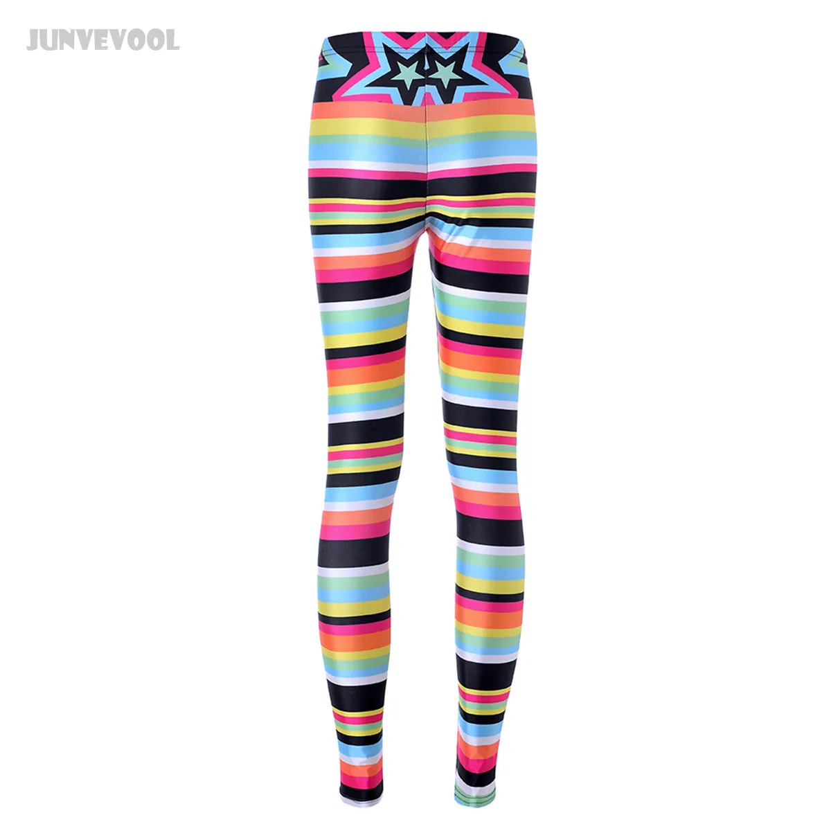 Spandex Leggings Fashion Slim Pants Women Colorful Stripe Printed ...