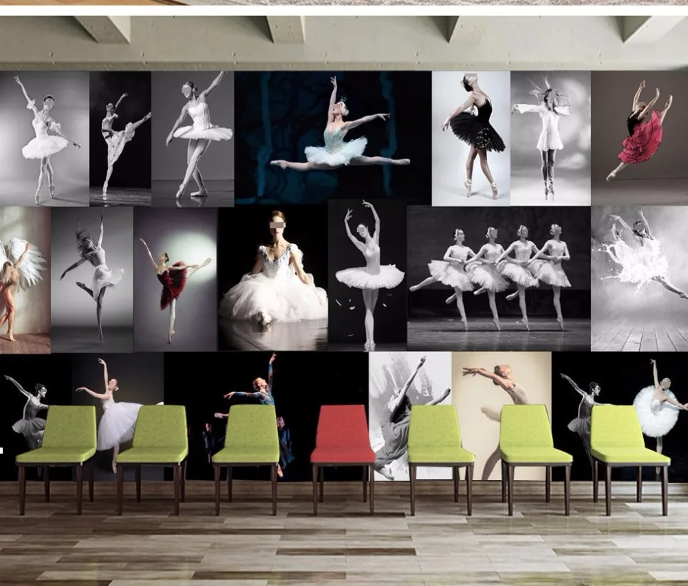 Free shipping Custom Wallpaper mural Modern minimalist dance studio ...