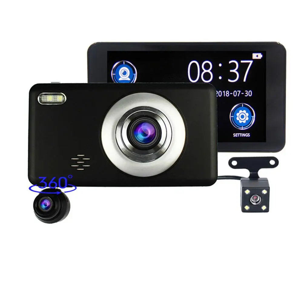 BEESCLOVER Car Recorder 3 Lens 360 Degree Rotation Front Rear ...