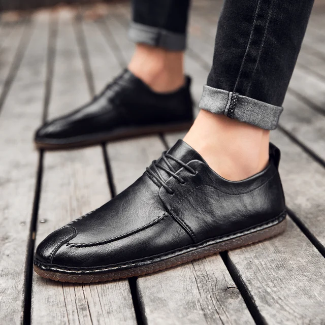 Dwayne Men Dress Shoes Leather Soft Sole Driving Shoes Lace Up Mens Loafers Fashion Oxford Shoes