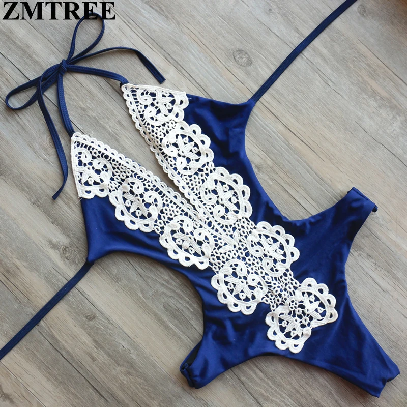 Zmtree Brand 2017 Newest Bandage One Piece Swimsuit Sets Sexy Swimwear