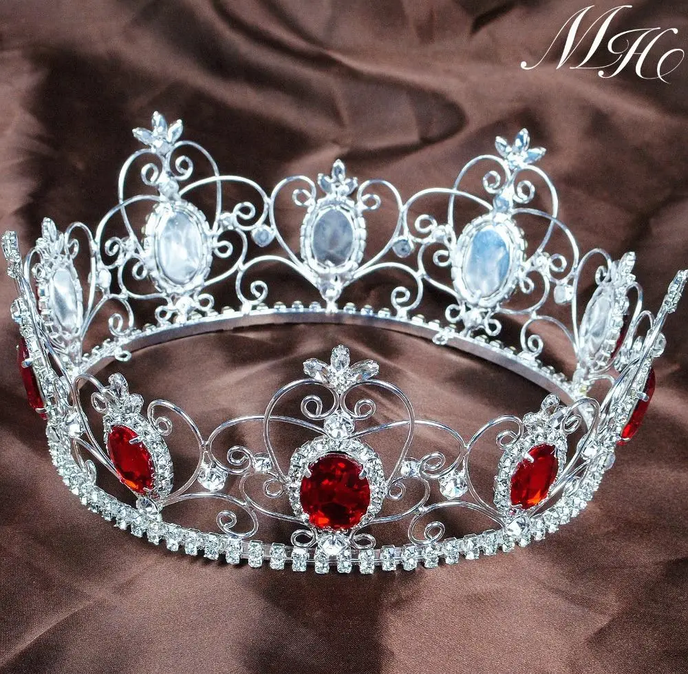 Pageant-3-5-Full-Round-Simulated-Red-Ruby-King-Queen-Wedding-Bridal ...