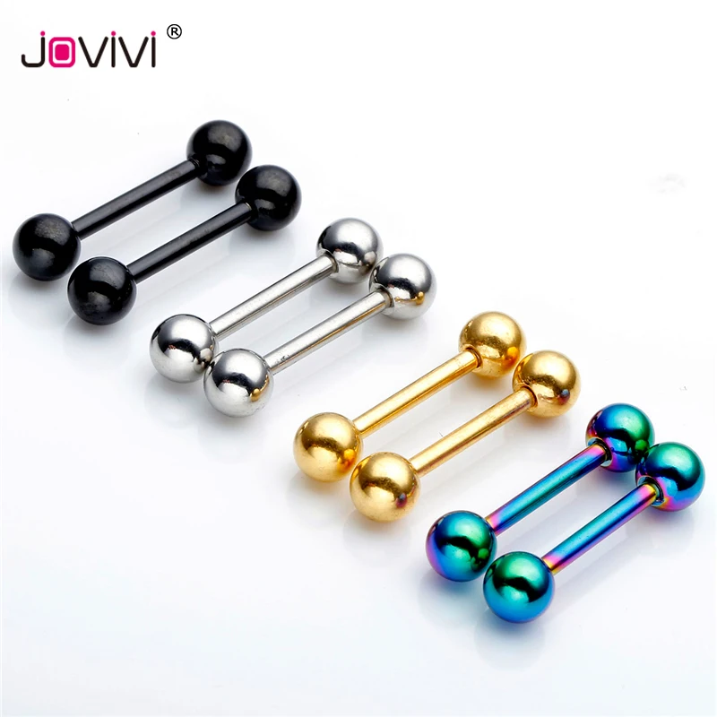 Jovivi 14G Stainless Steel Telinga Bibir Puting Alis Cincin Piercing 1/2 "Bar Panjang 5 Mm Bola ...