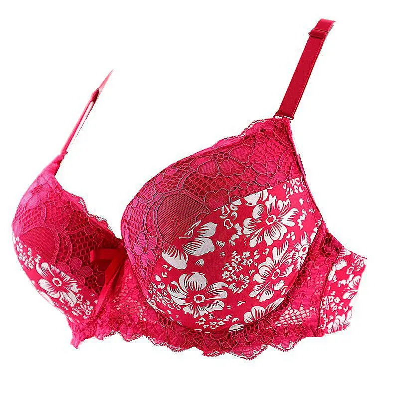 Push Up Lace Bras Top Thin Floral Lingerie Plus Size Brassiere C D Cup