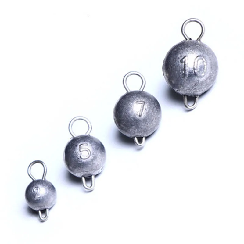 5pcs/lot Fishing Lead Sinker Fishing Jig Head Lead Round Balls Weights ...