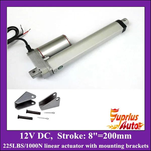 12v linear actuator with mounting brackets, 8inch/ 200mm stroke with ...