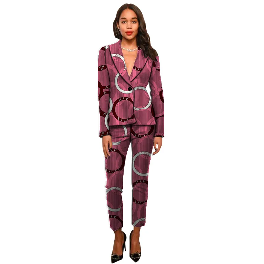 African Fashion Print Women Pants Blazers Dashiki Suits For Ladies