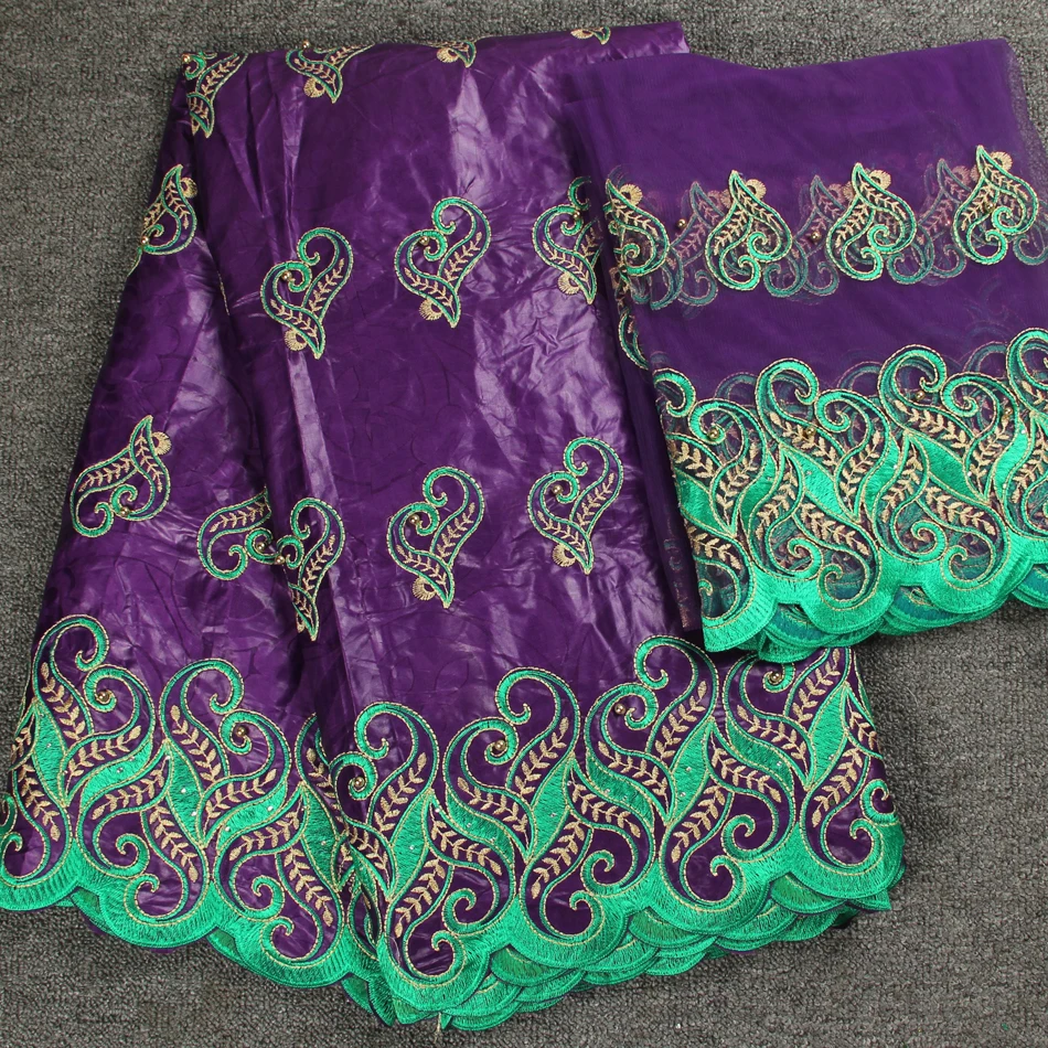 Purple African BAZIN Fabric 5 Yds Hot Selling Embroidery BAZIN Riche ...