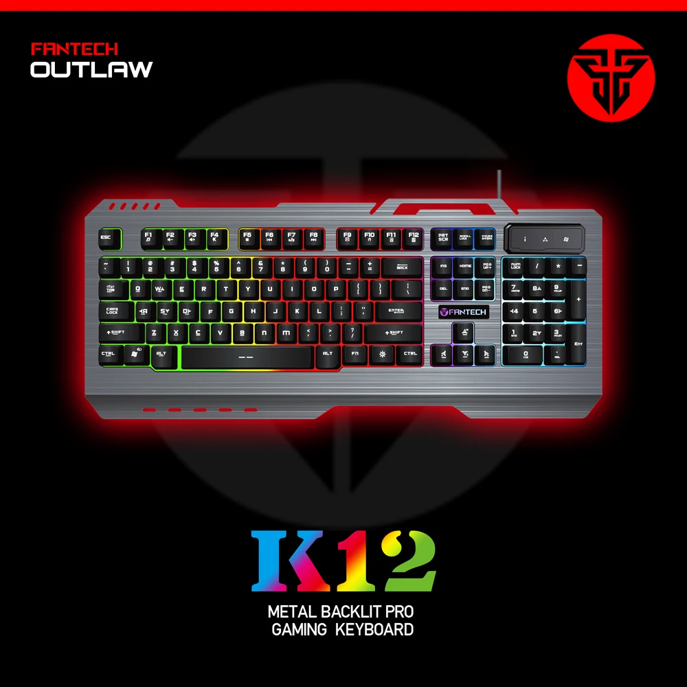 Fantech K12 Gaming Keyboard Usb Led Wired Keyboard Mechanical Feel With ...