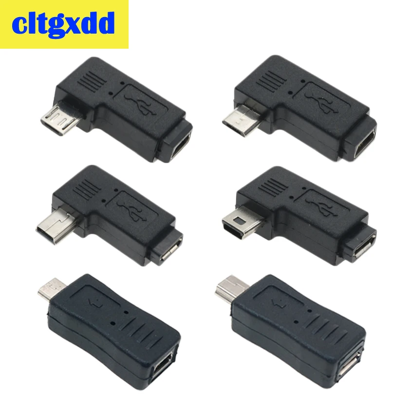 cltgxdd 90/180 Degree Left & Right Angled Mini USB 5pin Female to Micro ...