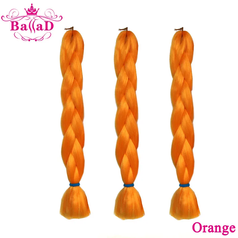 10 colors orange solid synthetic braiding hair bulk kanekalon jumbo ...