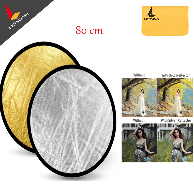 Reflector de luz Godox 2 en 1 plegable de 80 cm/32 pulgadas dorado y ...