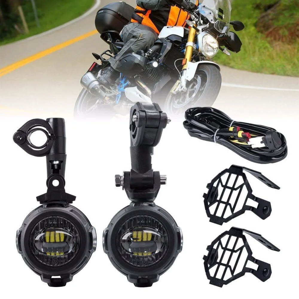 Universal Motorcycle Led Auxiliary Fog Light Assemblie Driving Lamp For Bmw R1200gs Brackets ...