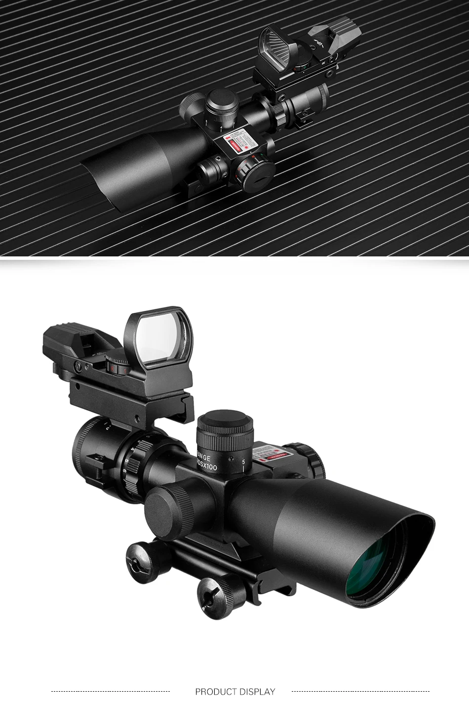 2.5-10x40 Tactical Rifle Scope R Laser Hunting illuminated Airsoft ...