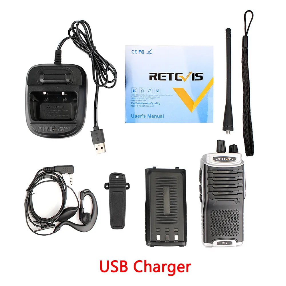 4 шт. Retevis RT7 рации 5 Вт 16CH UHF трансивер FM радио(88-105 МГц ...