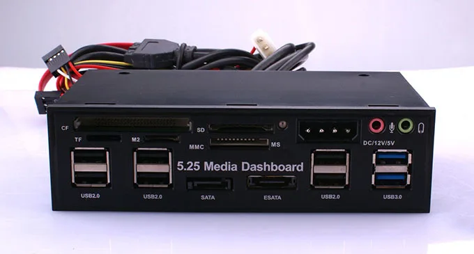 5.25"PC Media Dashboard Multi Function Front Panel 2 Port USB 3.0 +6 ...