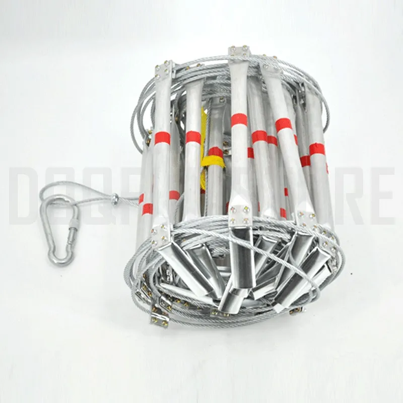 66FT Fire Escape Ladder 20M Folding Steel Wire Rope Ladders Aluminum ...