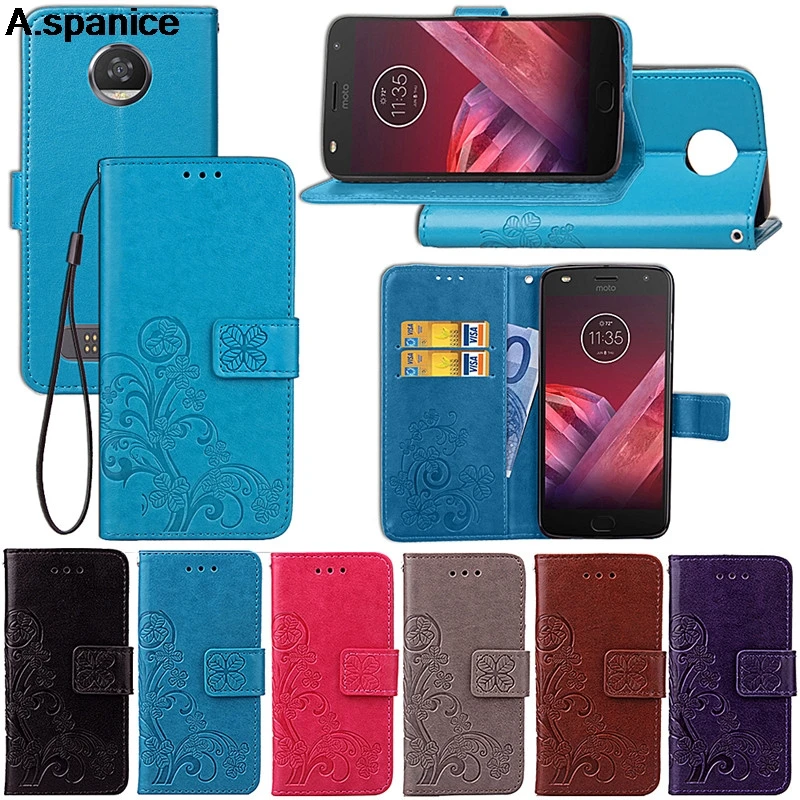 A. Funda de cuero para Moto Z2 Play césped en relieve con patrón Retro ...