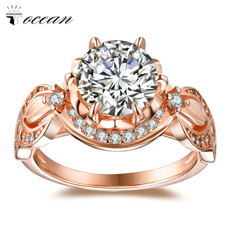 Tocean Rose Gold Color Wedding Rings for Women Round Cute Romantic ...