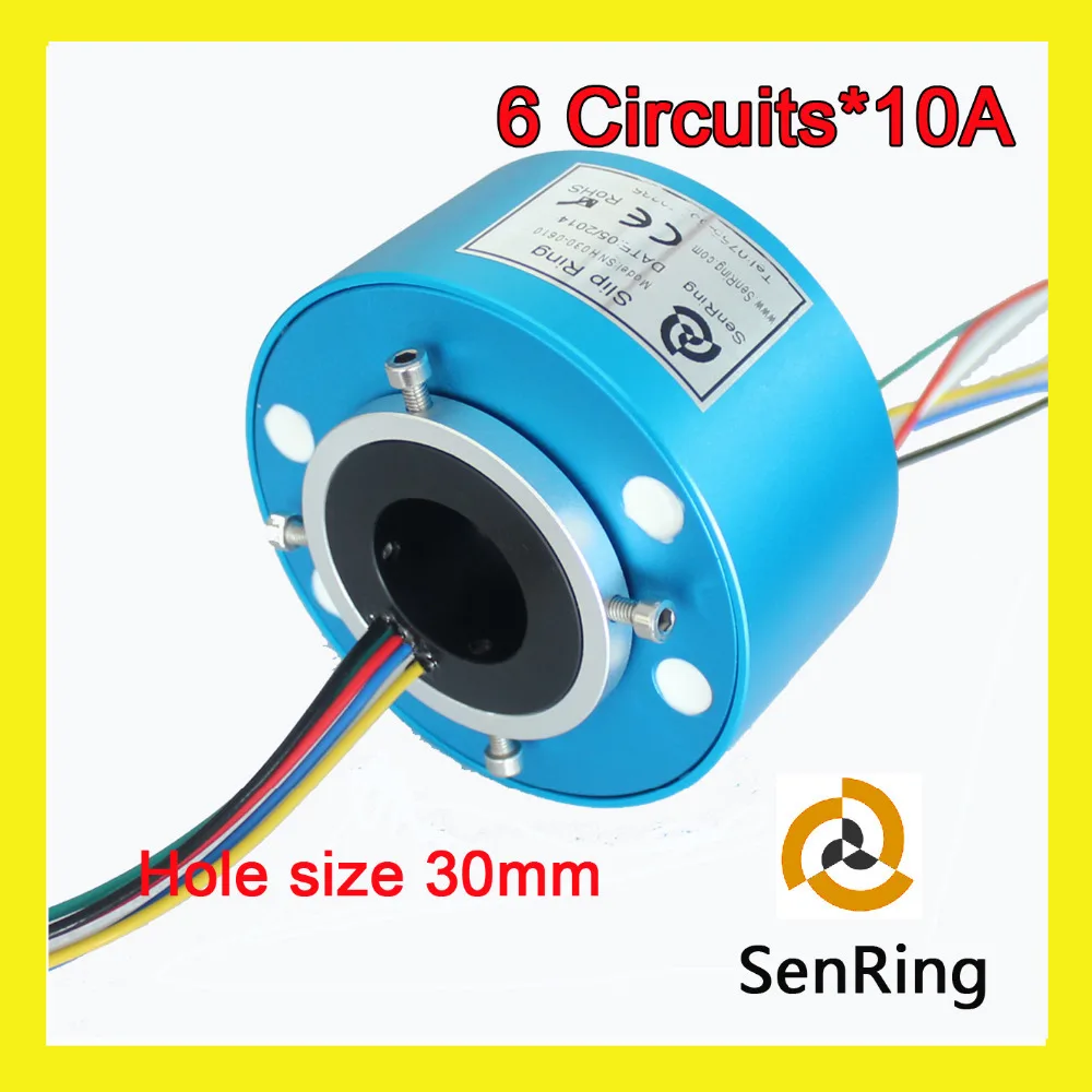 Rotary Union Joint Slip Ring 10a/6 Circuits Of Bore Size 30mm Through ...